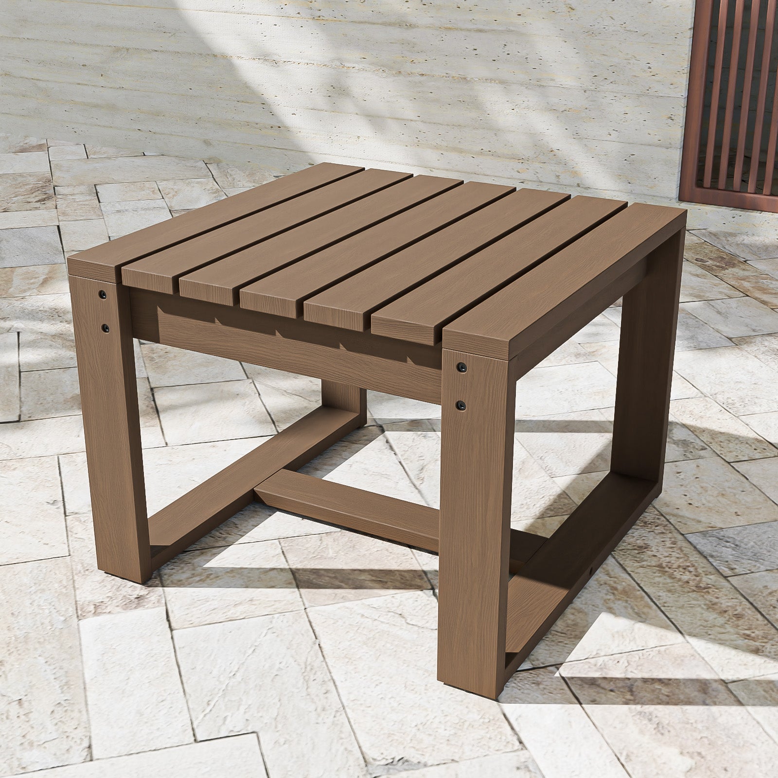 COOS BAY Natural Cedar Wood Slat Square Patio Table, Brownish – COOS ...